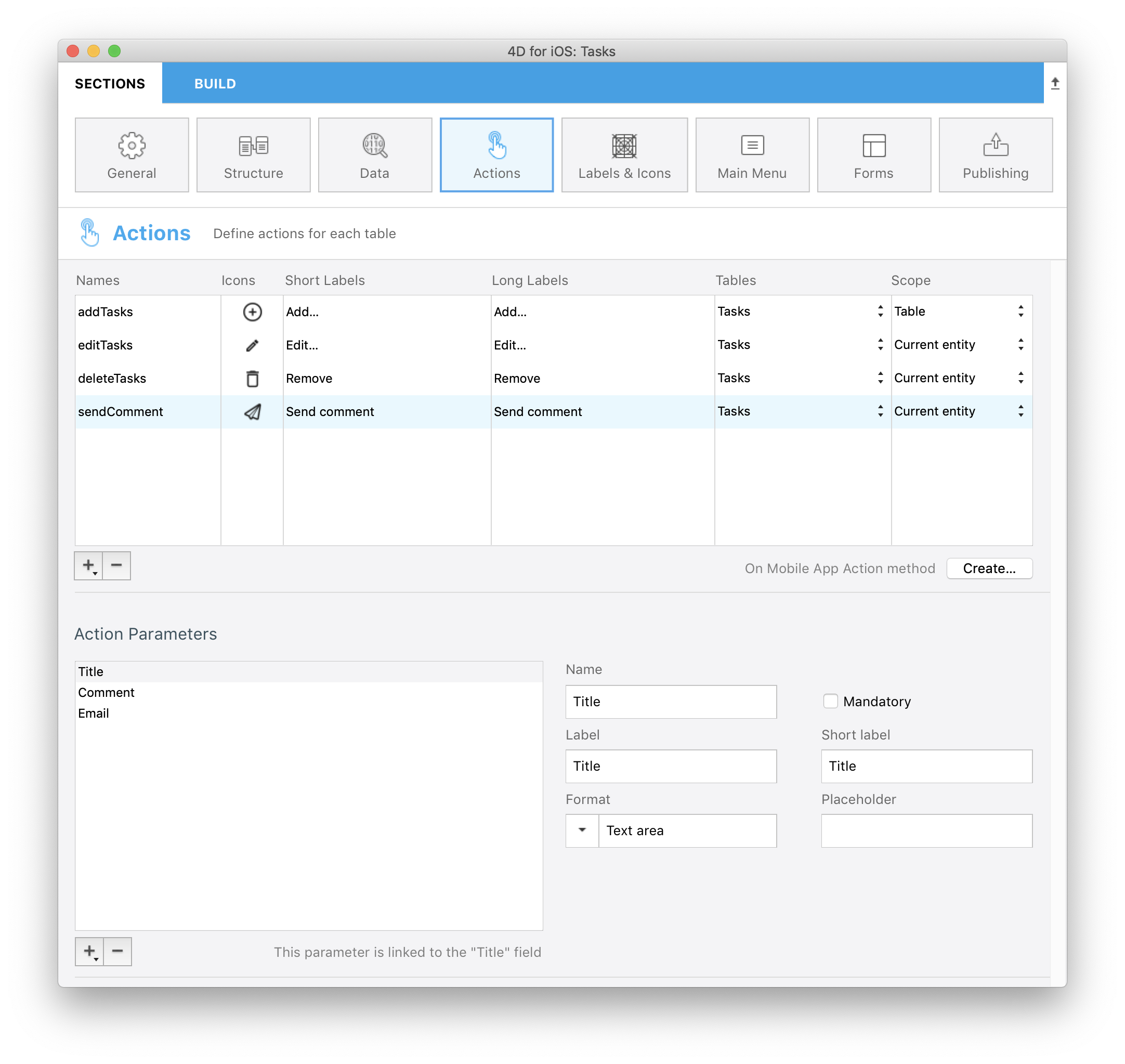 Using Action Parameters 4D For IOS Using Action Parameters 4D For IOS
